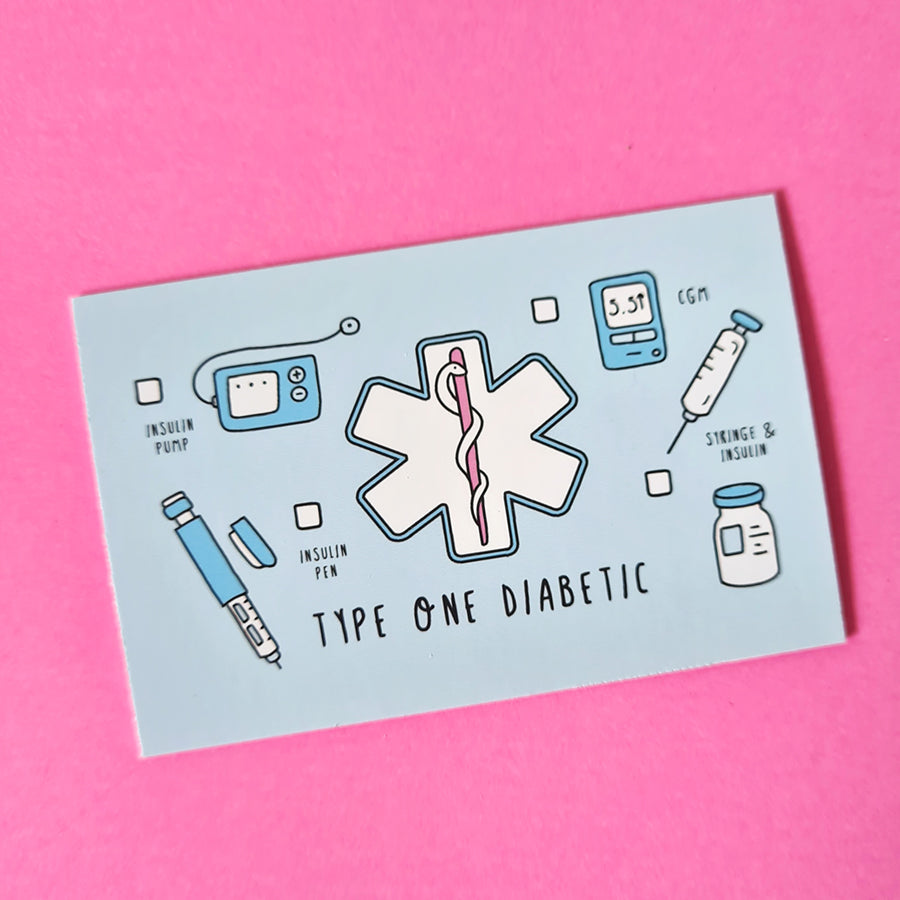 Type One Diabetic Medical Alert Card – MedStyle